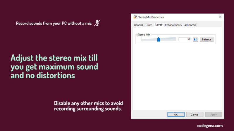 How to Record Sound from Computer directly without a Microphone? - Codegena